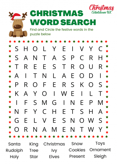 Christmas WordSearch - Free Printable Festive Game For Kids 2026