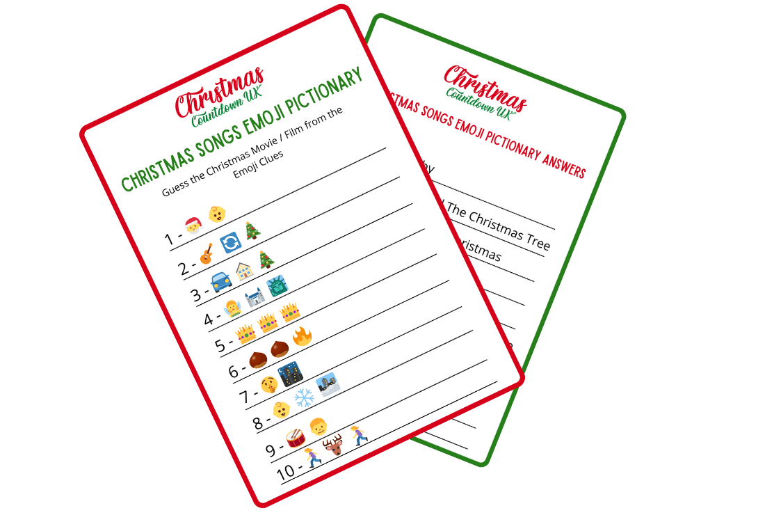 Christmas Songs Emoji Pictonary Game - Free Printable 2025