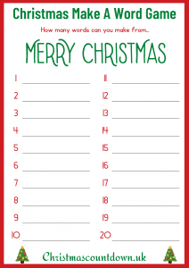 Christmas Make A Word Free Printable Game Template