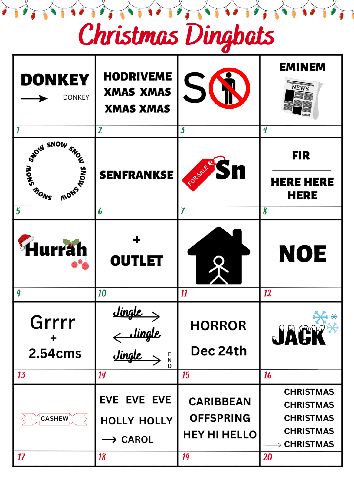 Christmas Dingbats - Printable Game With Answers 2026