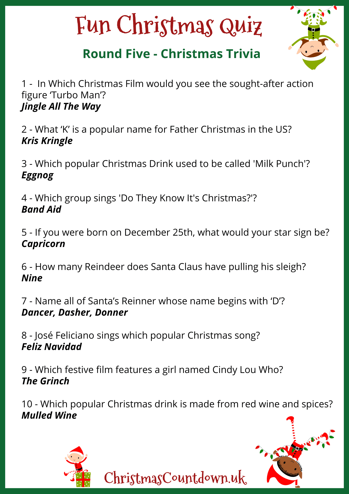 Fun Christmas Quiz Questions & Answers 2025