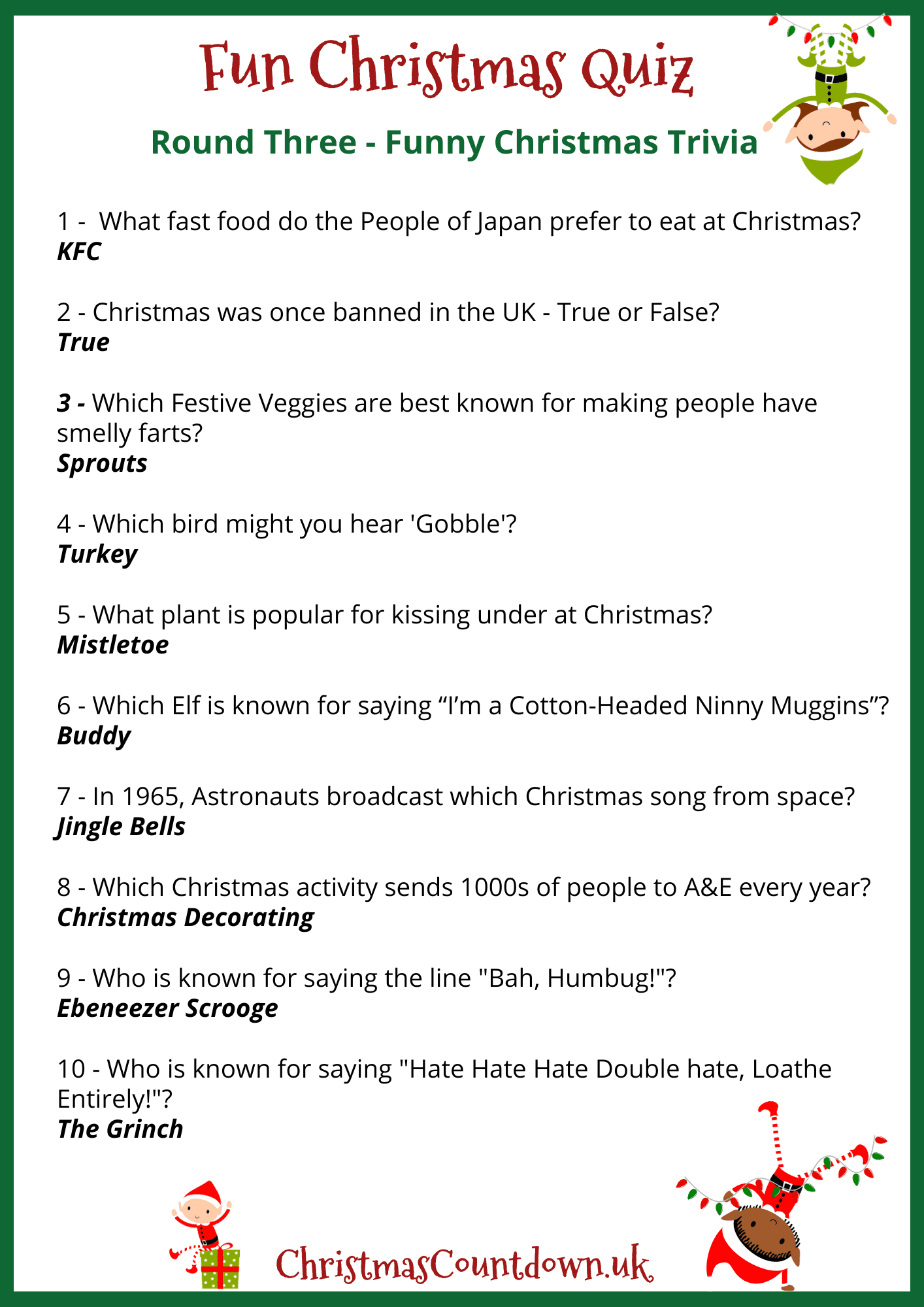 Fun Christmas Quiz Questions & Answers 2026