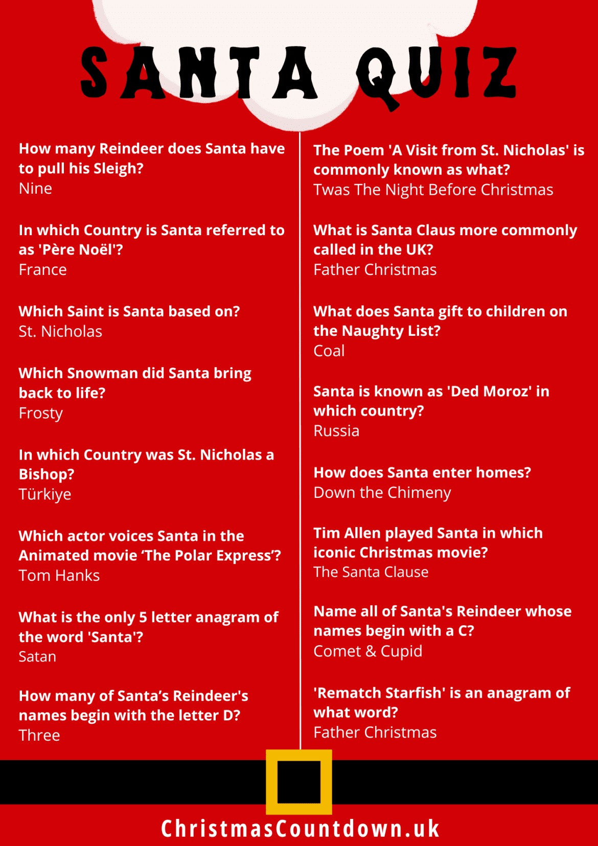 50 Santa Quiz Questions With Answers 2025
