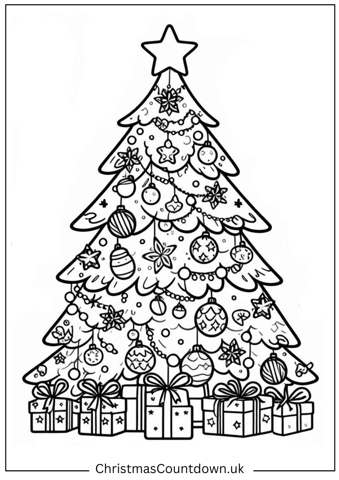 50 Christmas Tree Colouring Pages - Free & Printable
