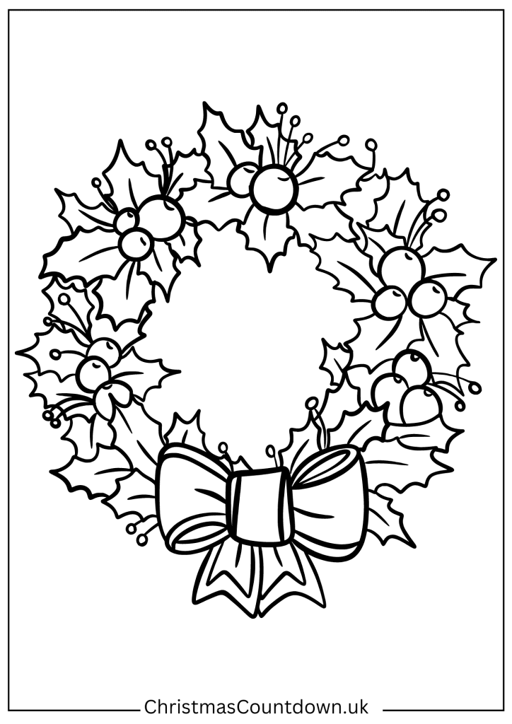 Christmas Wreath Colouring Pages - Free & Printable