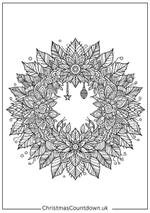 Christmas Wreath Colouring Pages - Free & Printable